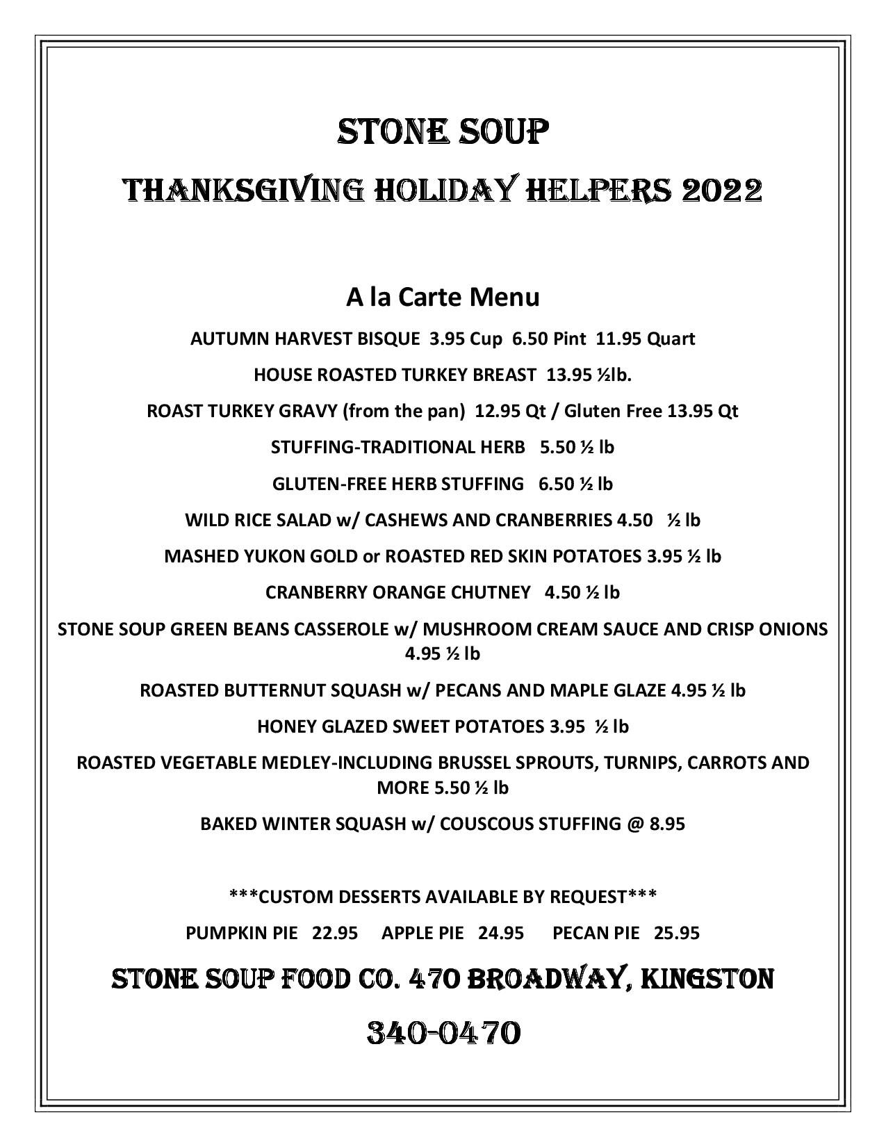 Thanksgiving! « Stone Soup Food Company