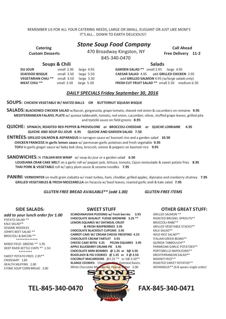 Daily Specials « Stone Soup Food Company