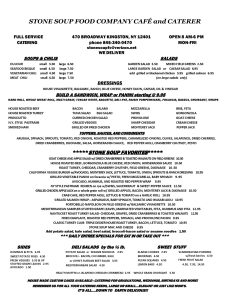 Menu « Stone Soup Food Company