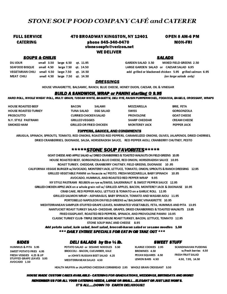 Menu « Stone Soup Food Company