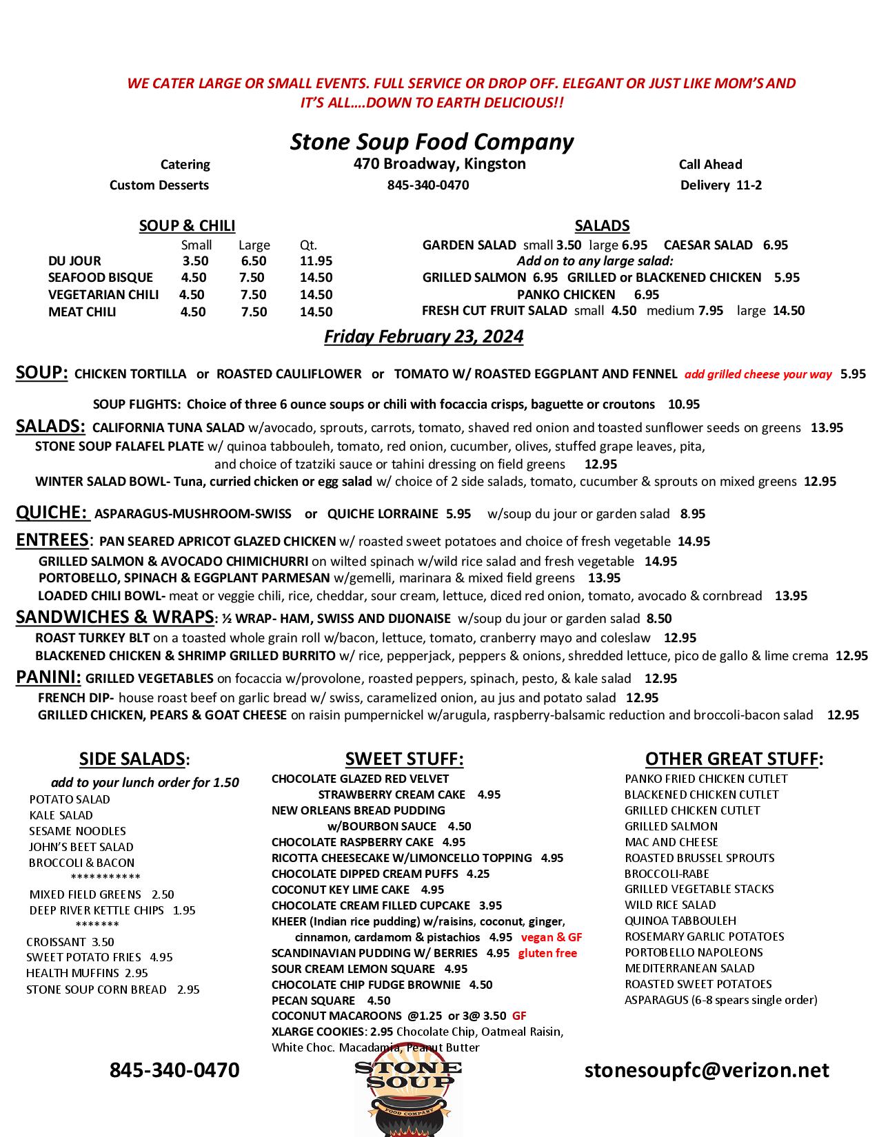 Daily Specials « Stone Soup Food Company